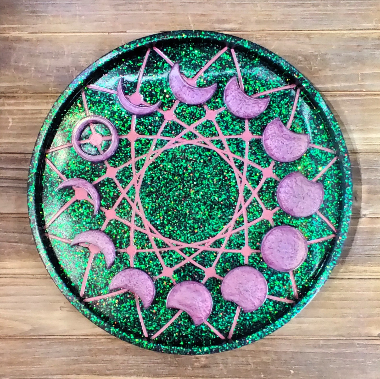 Cosmic Moon Phases Plaque, Lunar Cycle Altar Piece for Witch and Pagan ...