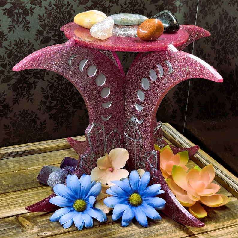 Moonphase Portable Altar Stand, Elevated Ritual Offering Plate for ...