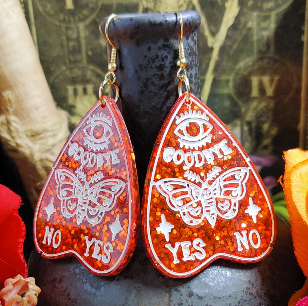 Witchy Resin Drop Earrings Eclectic Pagan Earrings Epoxy Resin Witch ...