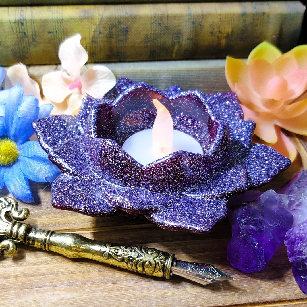 Lotus Blossom Candle Holder, Water Lily Flower Motif Tealight Holder ...