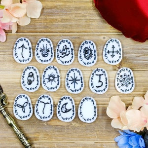 Secular Witch Casting Runes, Epoxy Resin Scrying & Divination Stones ...