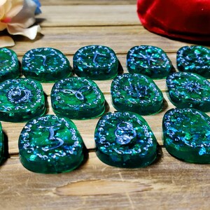 Secular Witch Casting Runes, Epoxy Resin Scrying & Divination Stones ...