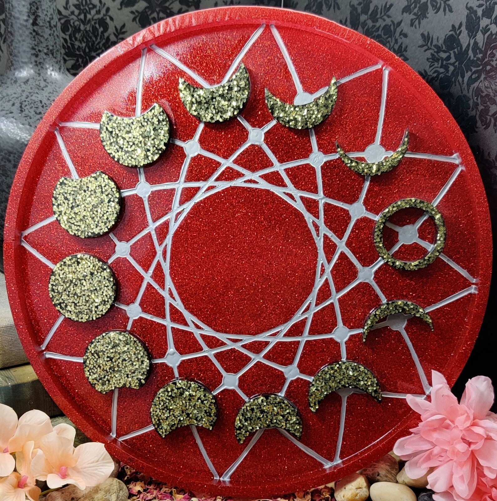 Cosmic Moon Phases Plaque, Lunar Cycle Altar Piece for Witch and Pagan ...