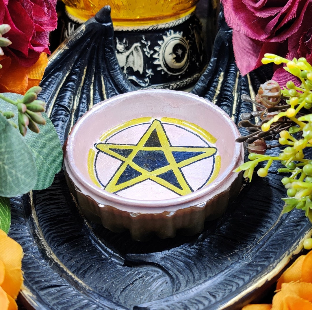 Pentacle Altar Candle Holder, Epoxy Resin Pagan Witch Pentagram ...