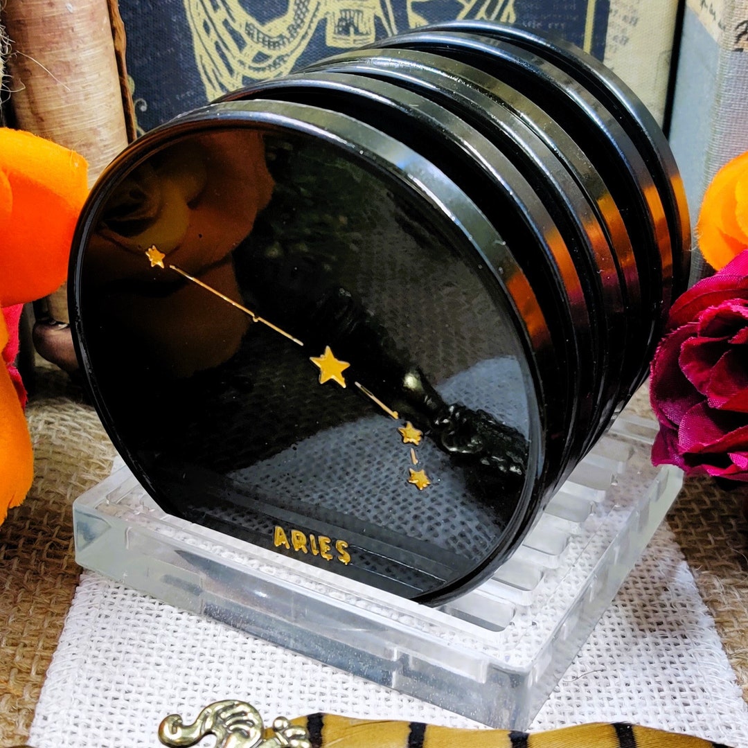 Zodiac Constellation Coaster Set, Set of 6 Epoxy Resin Star Sign ...