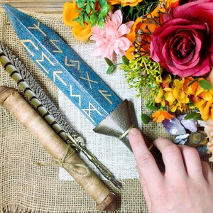 Norse Pagan Ritual Blade, Epoxy Resin Elder Futhark Rune Athame, Nordic ...