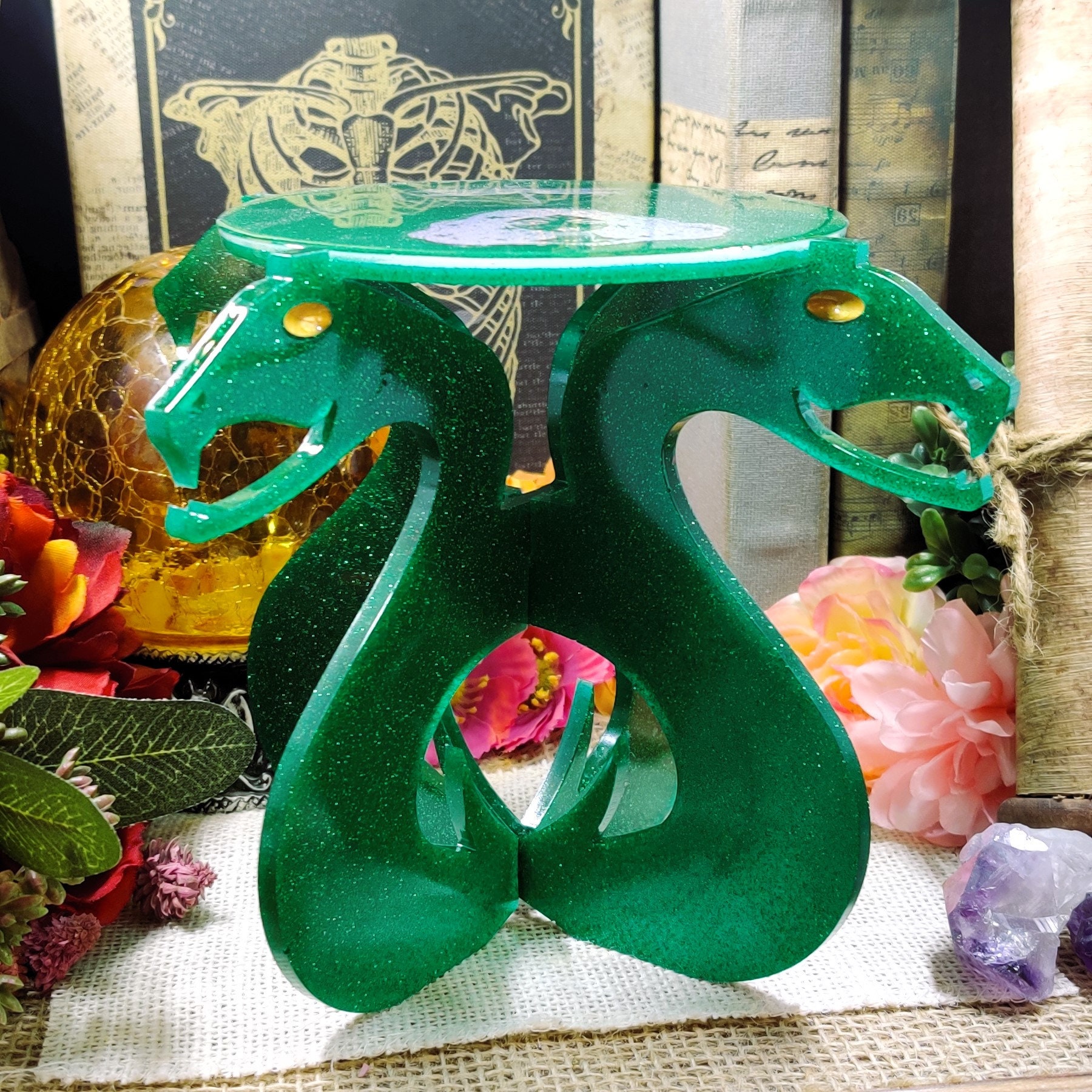 Two Headed Snake Portable Altar Stand, Elevated Ritual Offering Plate ...