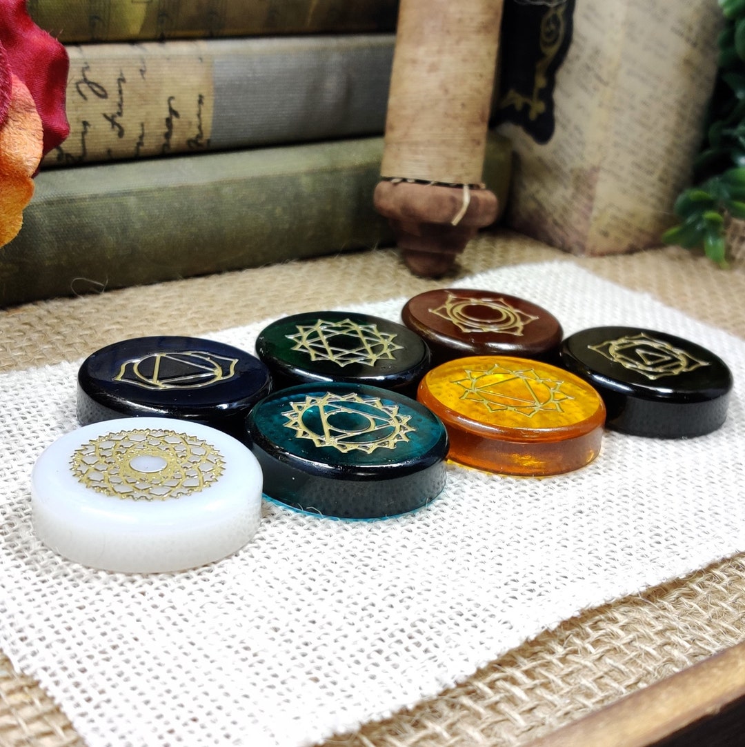 Epoxy Resin Chakra Set, Reiki Chakra Stones for Shadow Work, Energy ...