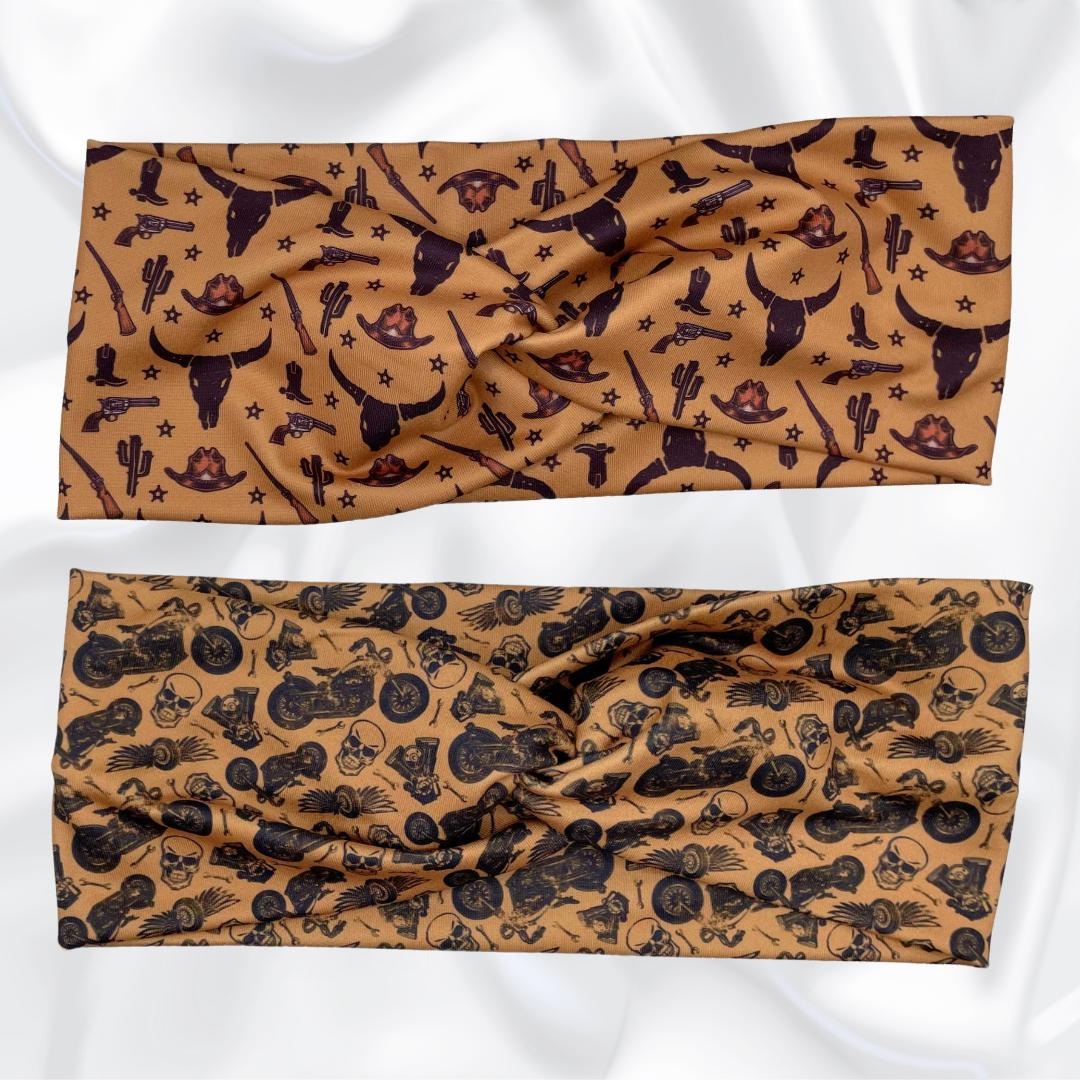 Twist Turban Headband, Western/motorcycle Print, Soft Stretchy Hair ...