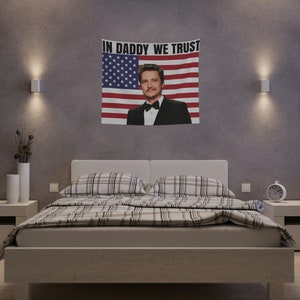 Pedro Pascal American Flag Pedro Pascal Wall Tapestry in Daddy We Trust ...