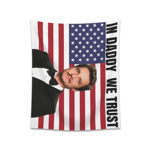 Pedro Pascal American Flag Pedro Pascal Wall Tapestry in Daddy We Trust ...