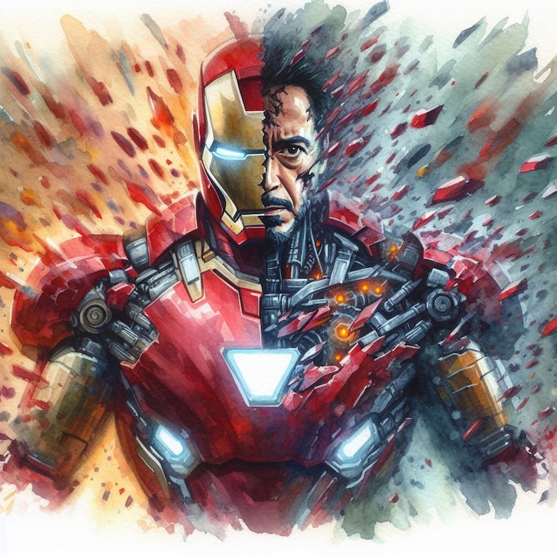 4 Iron Man Water Colour Digital Download Images - Etsy