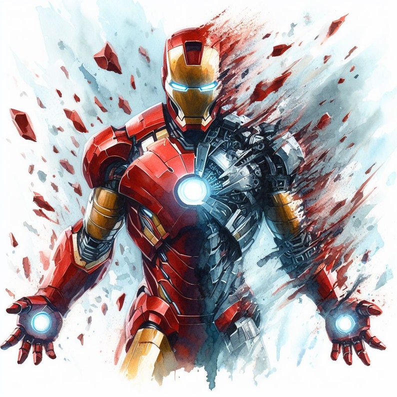 4 Iron Man Water Colour Digital Download Images - Etsy