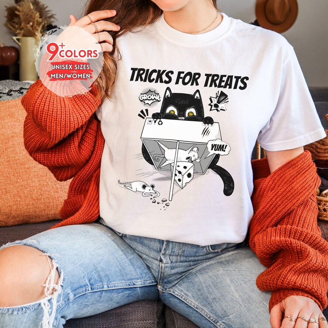 Cat Shirts Halloween, Retro Halloween Cat Shirt,halloween Cat Shirt ...