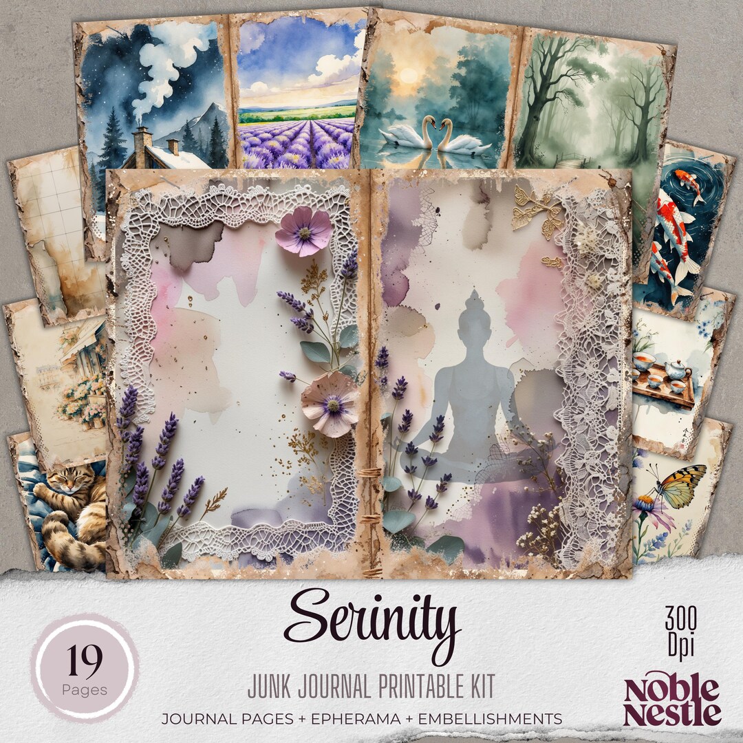 Serenity Digital Junk Journal – Printable Journal Kit, Tranquil ...