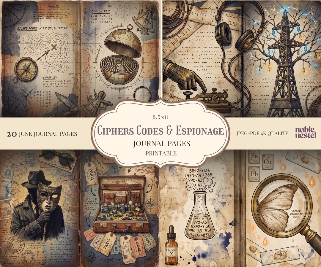 Ciphers Codes & Espionage Digital Paper Pack | 4K Backgrounds | Junk ...