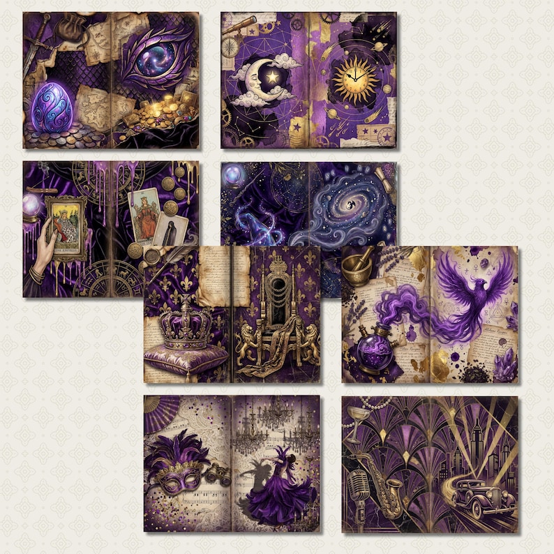 Purple and Gold Digital Paper Pack | Ultra 4K Backgrounds | Printable ...