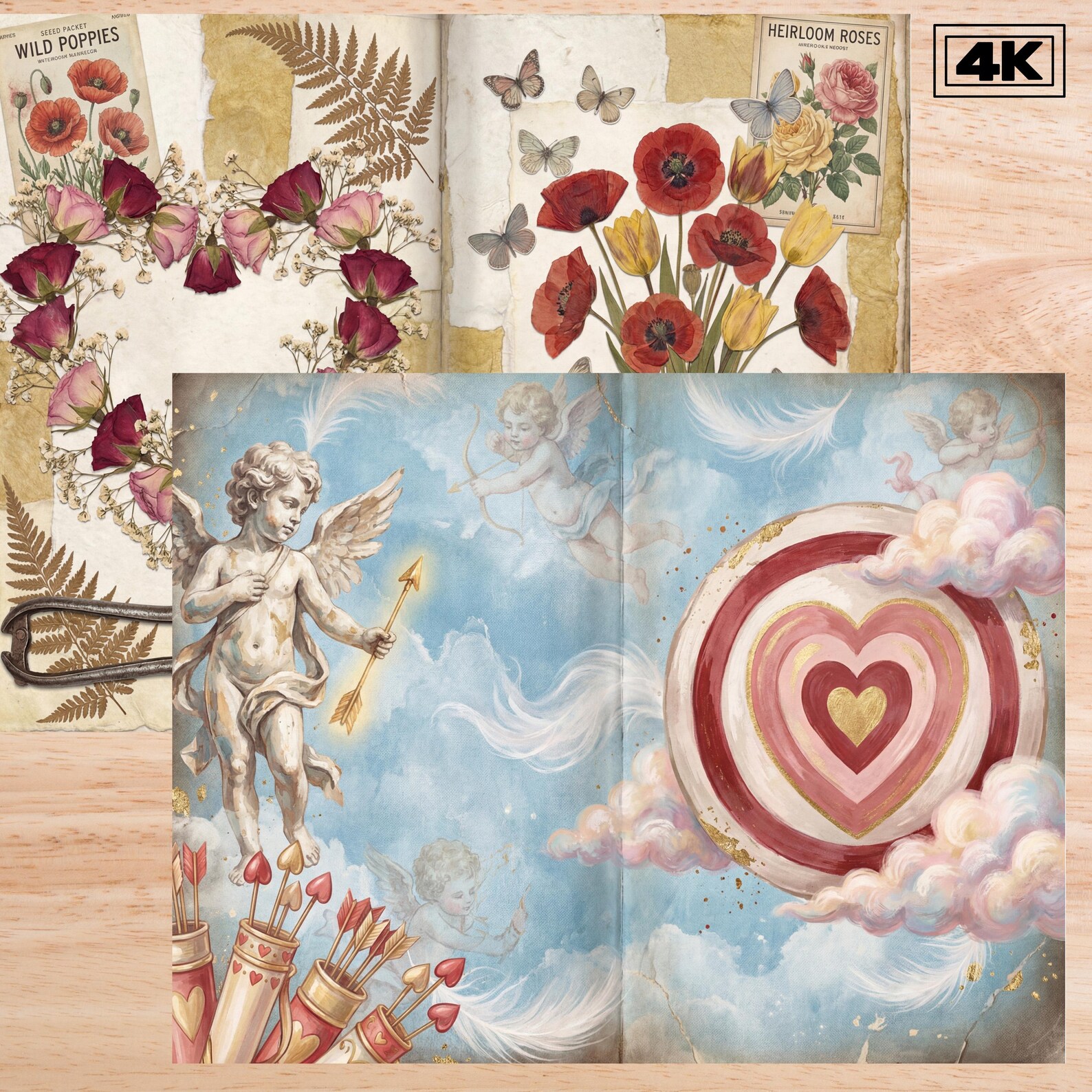 Valentines Dairy Junk Journal Pages | 4K Backgrounds Digital Paper Pack ...
