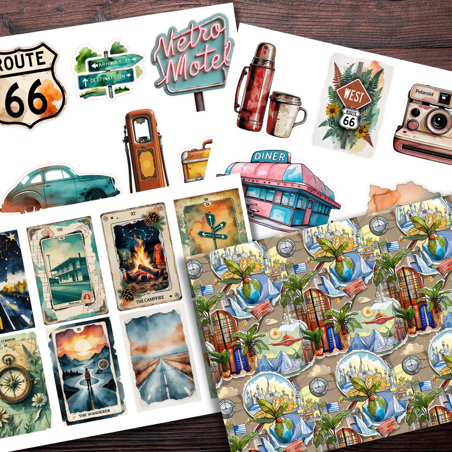 Vintage USA Travel Junk Journal Kit: Road Trip Ephemera (digital ...
