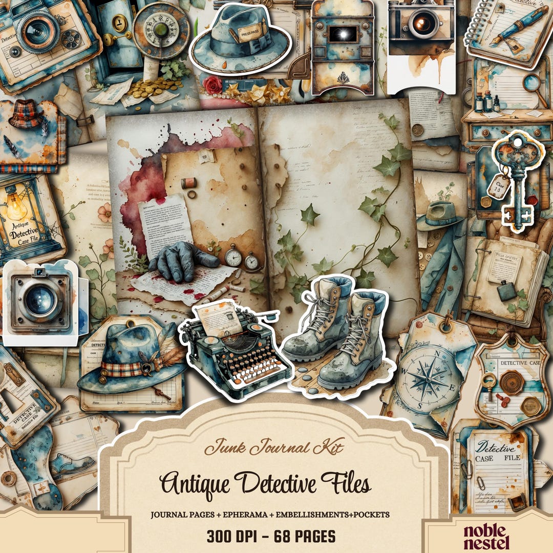 Antique Detective Junk Journal Kit: Vintage Mystery Ephemera (digital ...