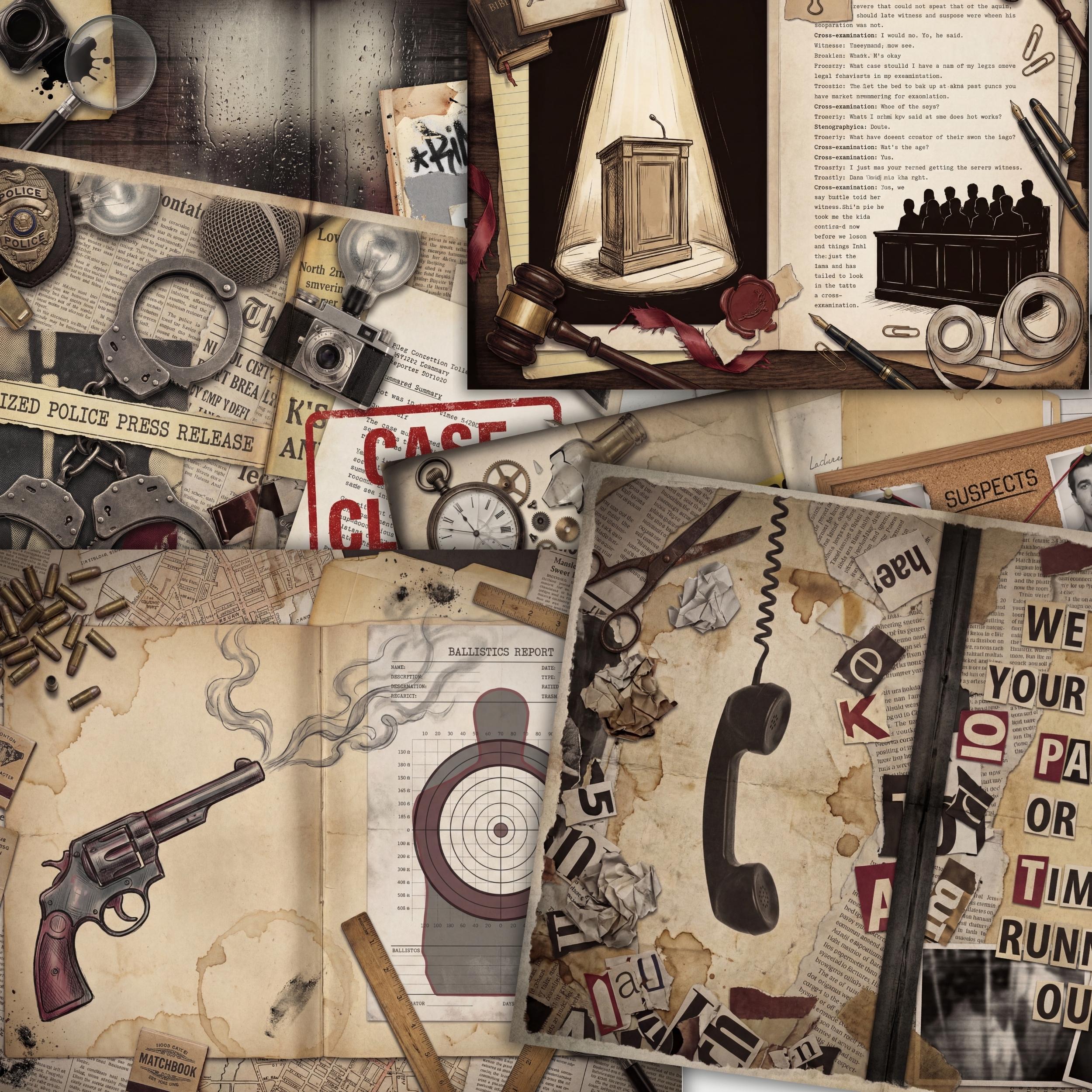 Crime Scene Evidence Log Junk Journal Pages | 4K Backgrounds Digital ...