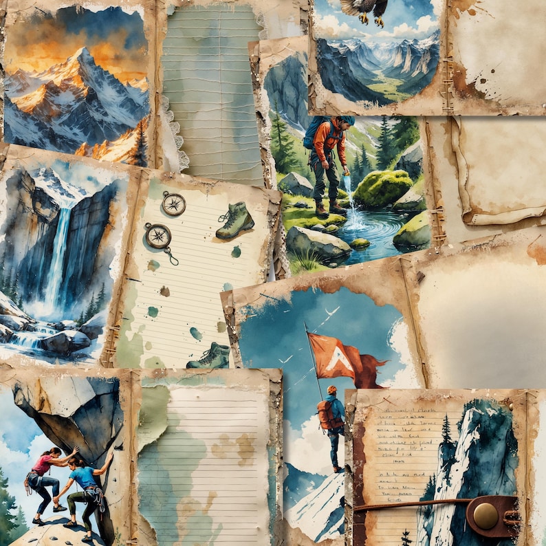 Mountain Track Junk Journal Page Kit | Ephemera and Emblishments ...