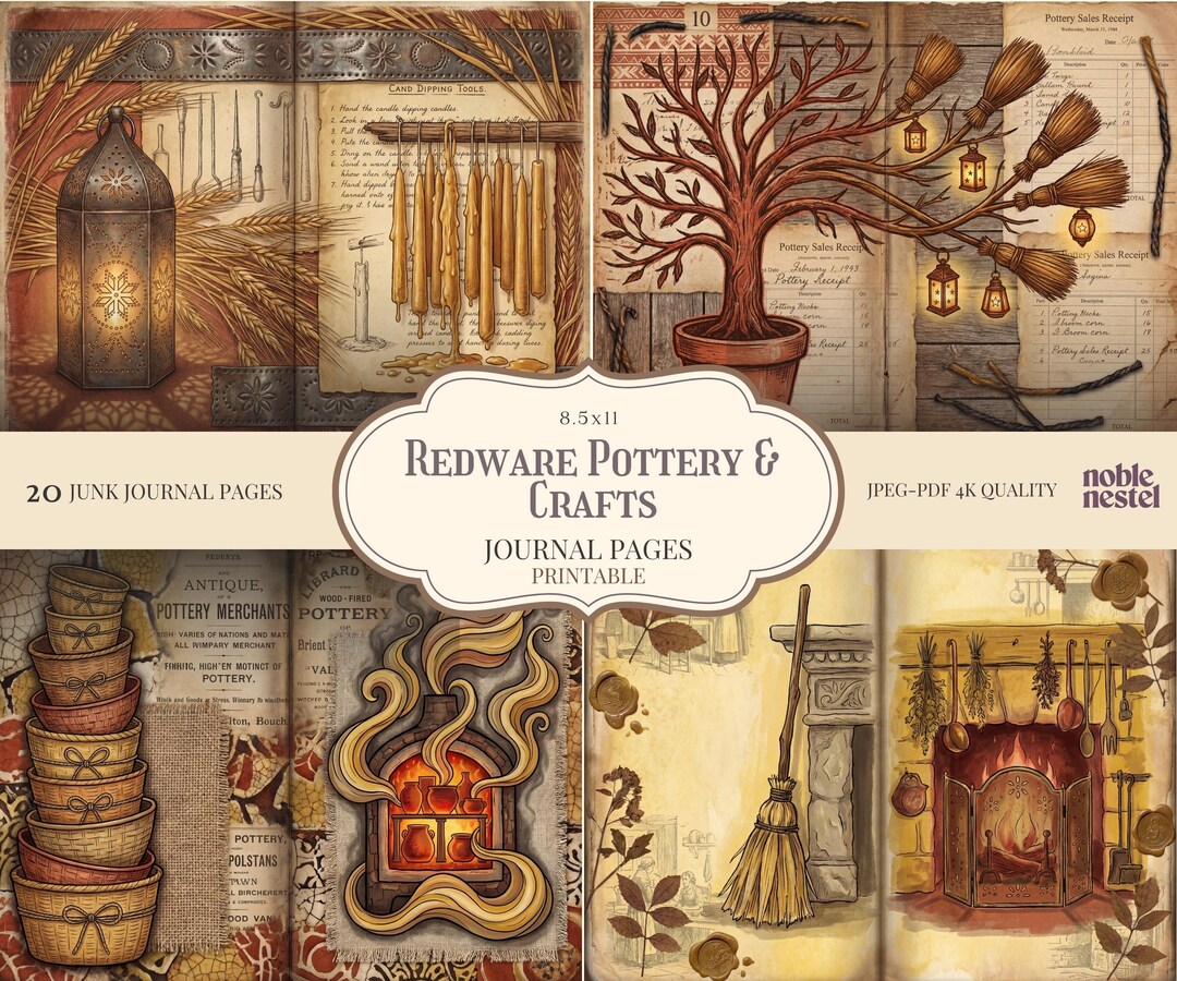 Redware Pottery & Crafts Digital Paper Pack | 4K Backgrounds | Junk ...
