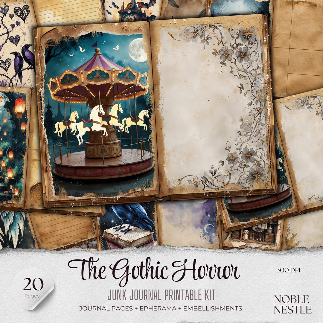 Rustic Horror Junk Journal Kit: Gothic Ephemera, Lined & Blank Pages ...