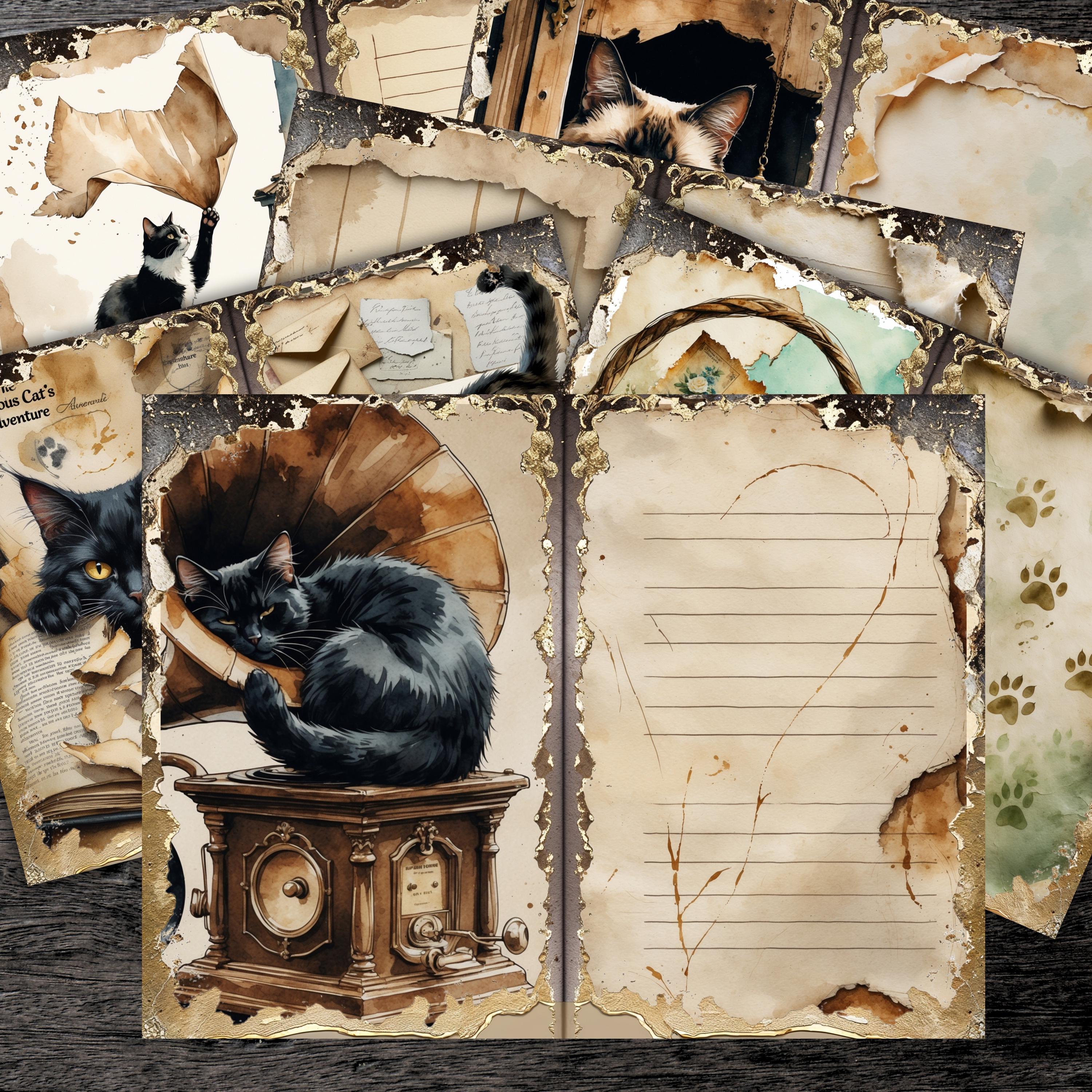Mischievous Cat Junk Journal Kit | Ephemera & Emblishments | DIY ...
