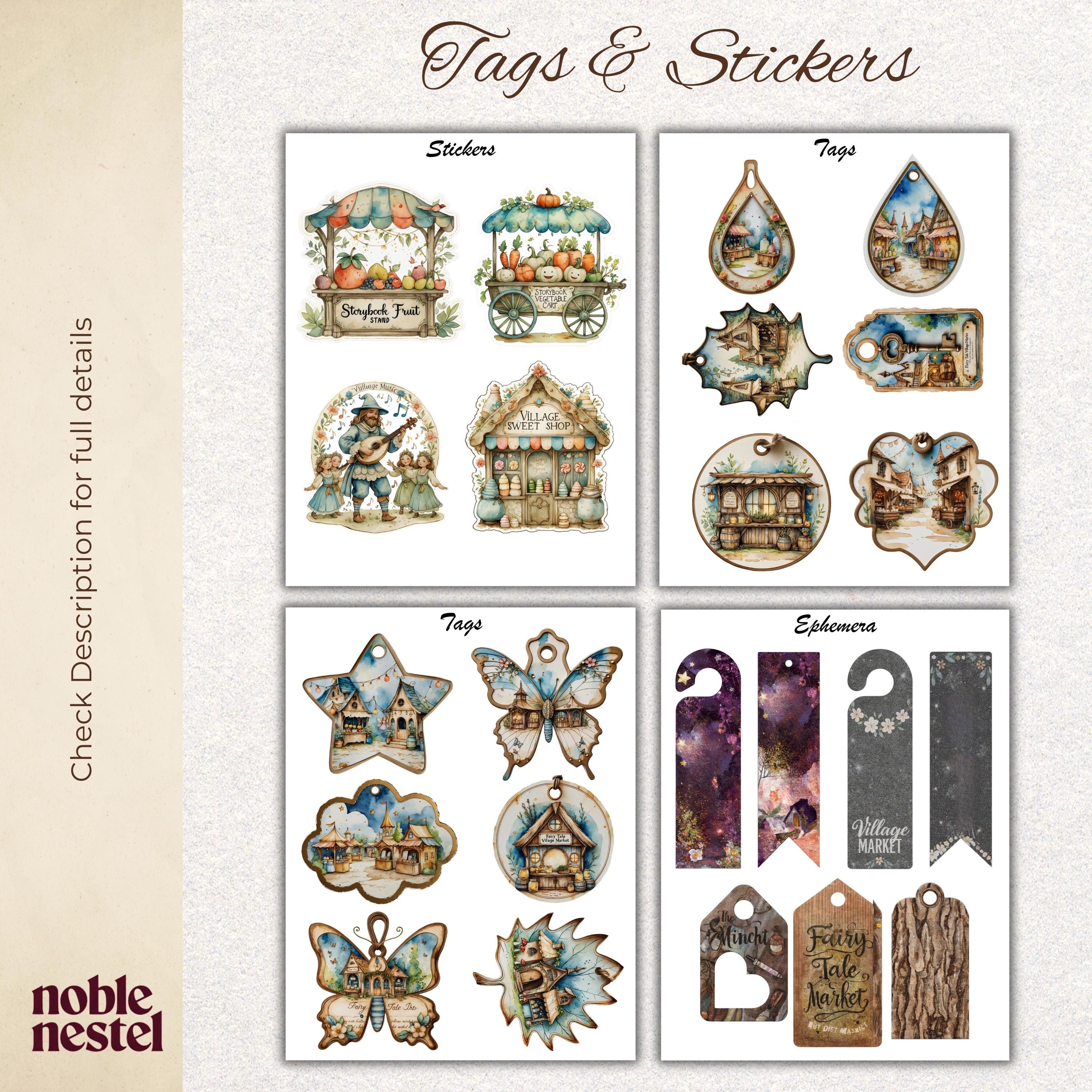 Fairy Tale Village Junk Journal Kit: Printable Ephemera, Stickers ...
