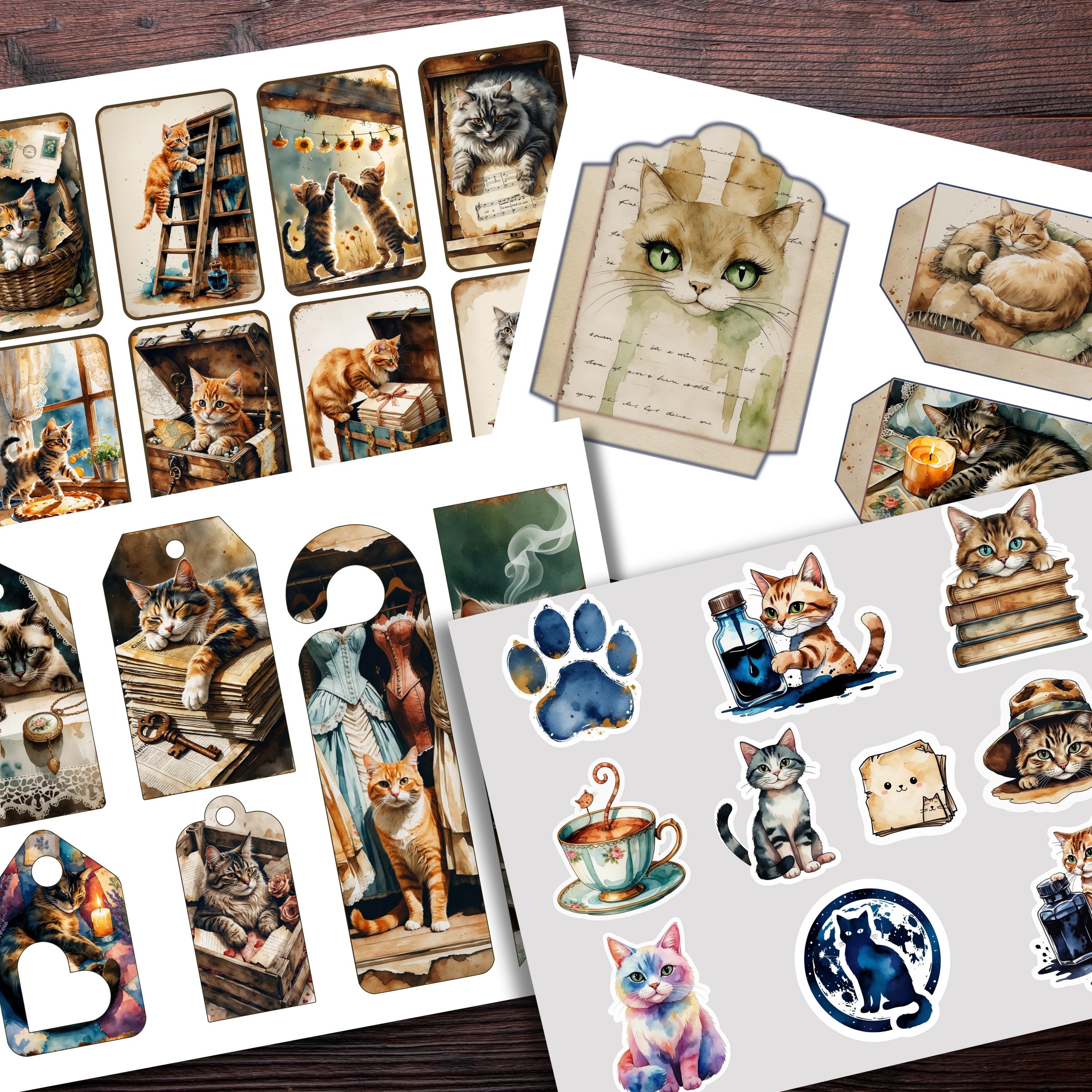 Mischievous Cat Junk Journal Kit | Ephemera & Emblishments | DIY ...