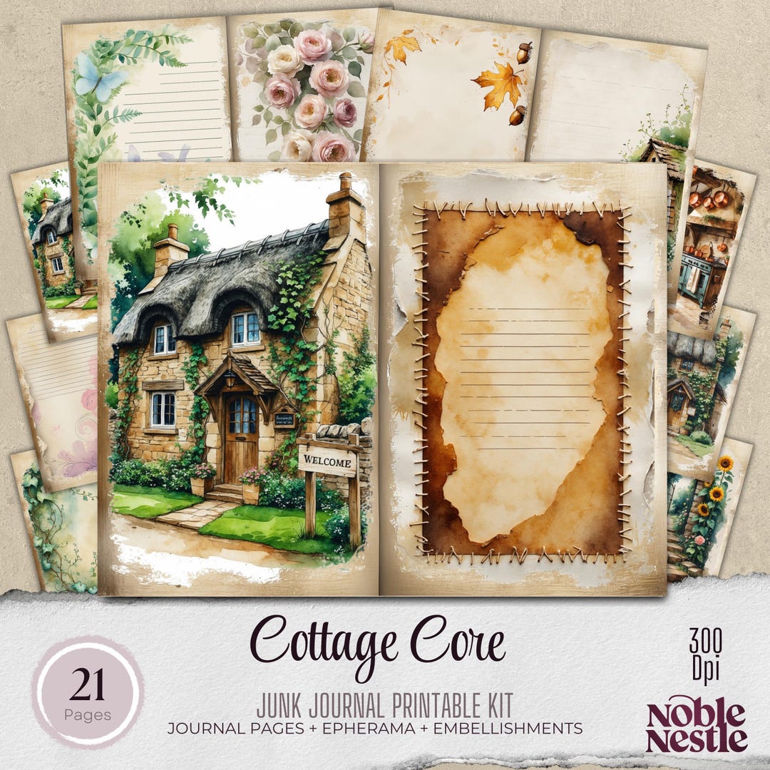 Cottage Core Junk Journal Printable Kit | Ephemera Kit | DIY Scrapbook ...