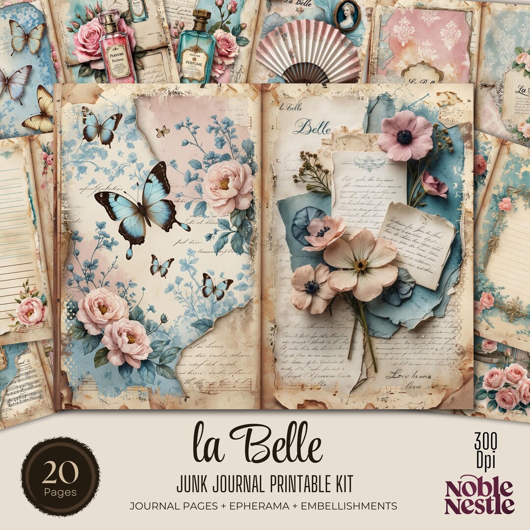 La Belle Junk Journal Kit: Italian Romance, Floral Ephemera (printable ...