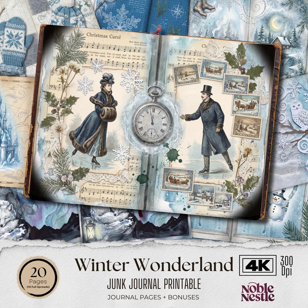 Winter Wonderland Junk Journal Kit | 4K Printable Paper (digital ...