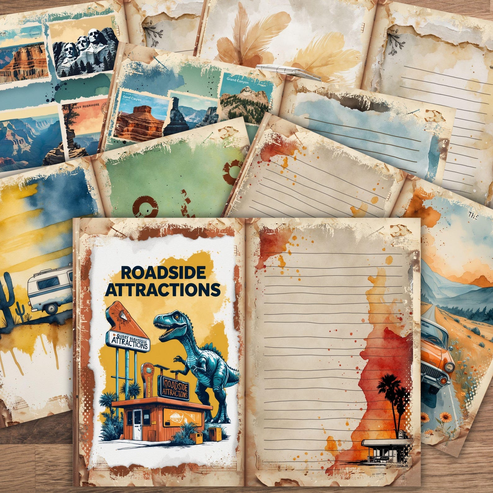 Vintage USA Travel Junk Journal Kit: Road Trip Ephemera (digital ...