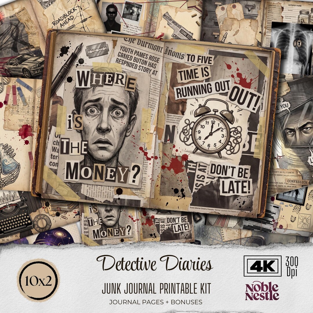 Detective Diaries Junk Journal Kit | Vintage Printable Ephemera Pack ...