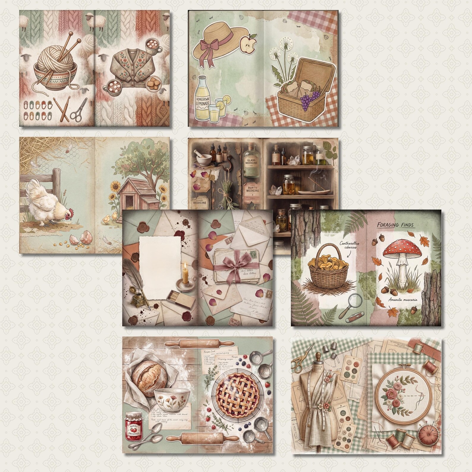Cottagecore Junk Journal Kit | Printable Ephemera Digital Download ...