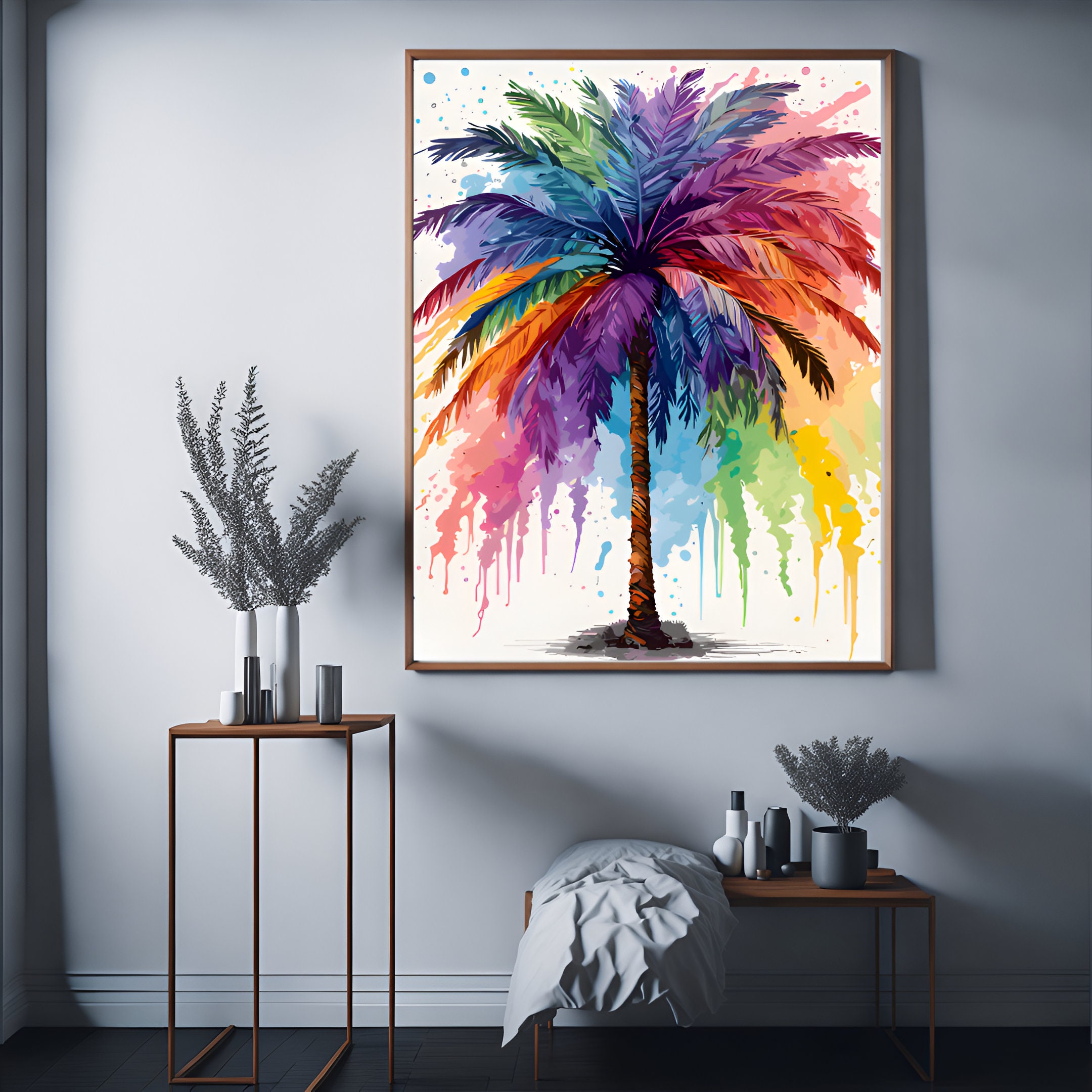 Abstract Colorful Palm Tree Painting, Colorful Palm Tree Download Wall ...