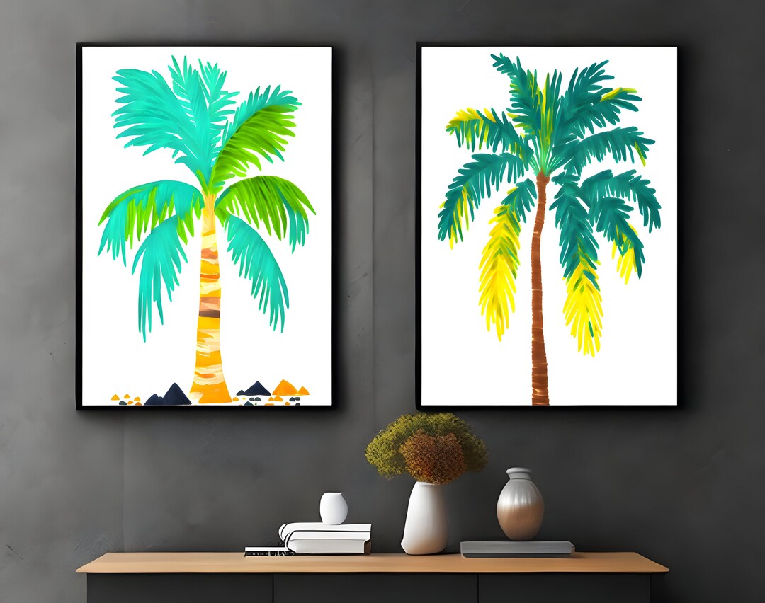 Printable 2-piece Wall Art Set Window Film Palm Trees Palm - Etsy