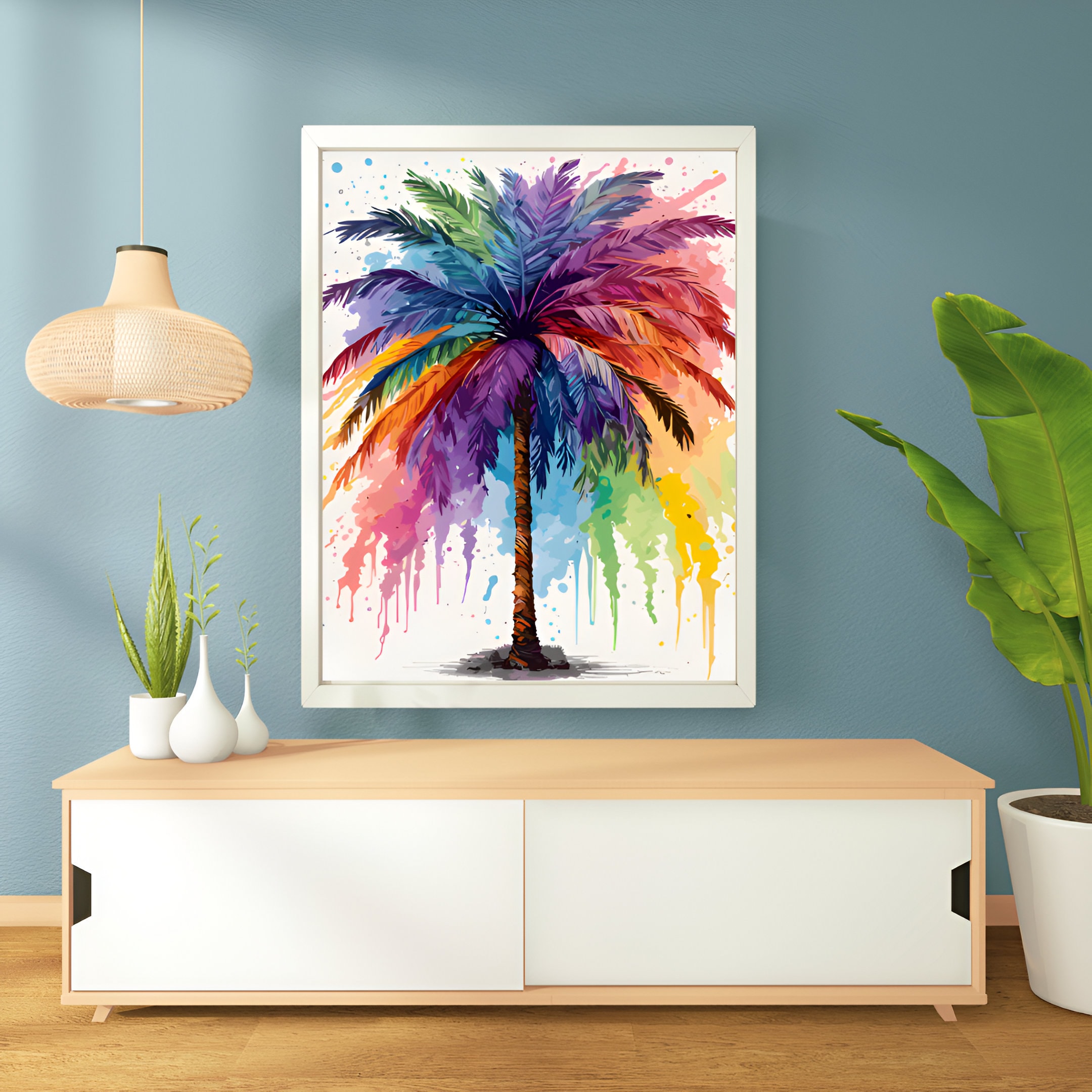 Abstract Colorful Palm Tree Painting, Colorful Palm Tree Download Wall ...