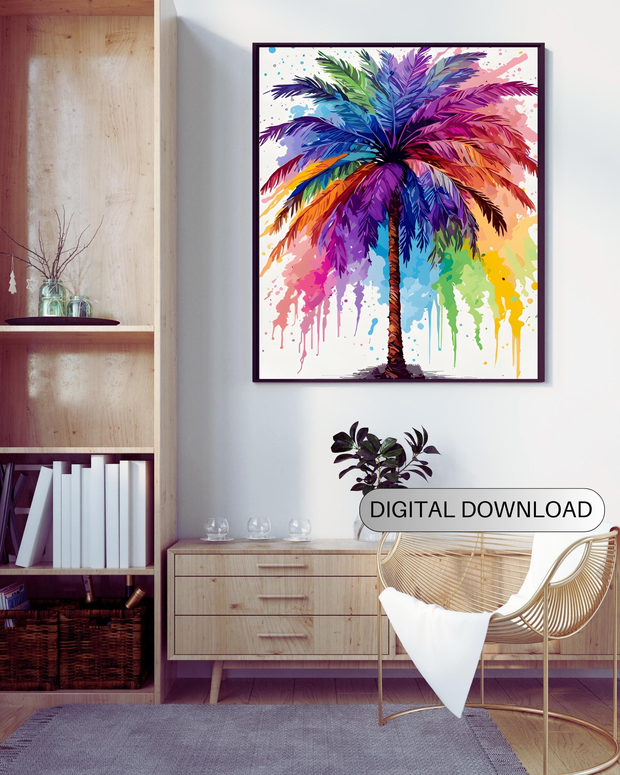Abstract Colorful Palm Tree Painting, Colorful Palm Tree Download Wall ...