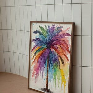 Abstract Colorful Palm Tree Painting, Colorful Palm Tree Download Wall ...