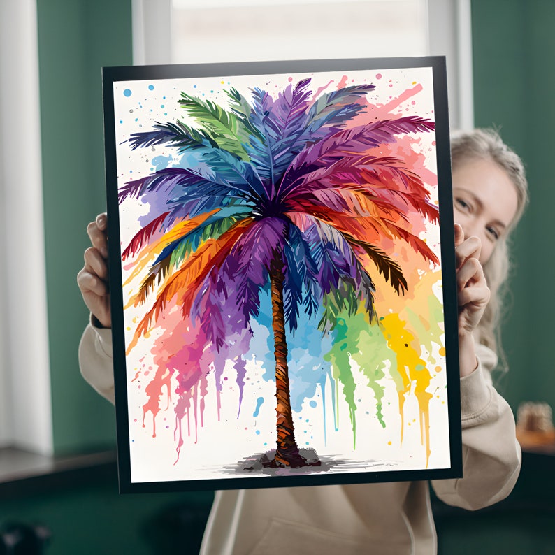 Abstract Colorful Palm Tree Painting, Colorful Palm Tree Download Wall ...