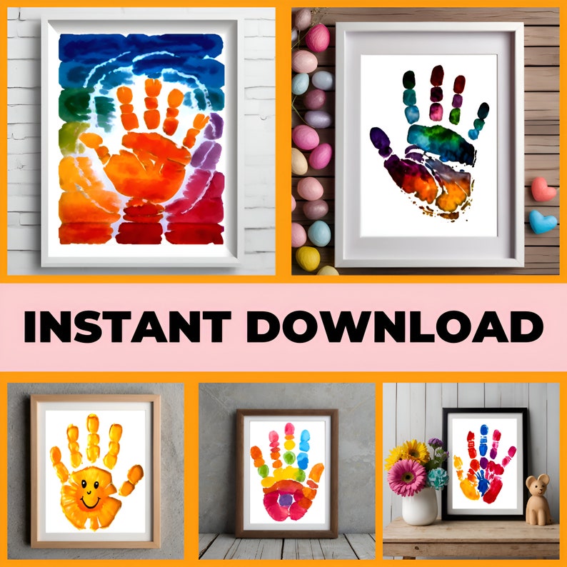 Handprint Colorful Artwork, Printable Handprint Art and Craft ...