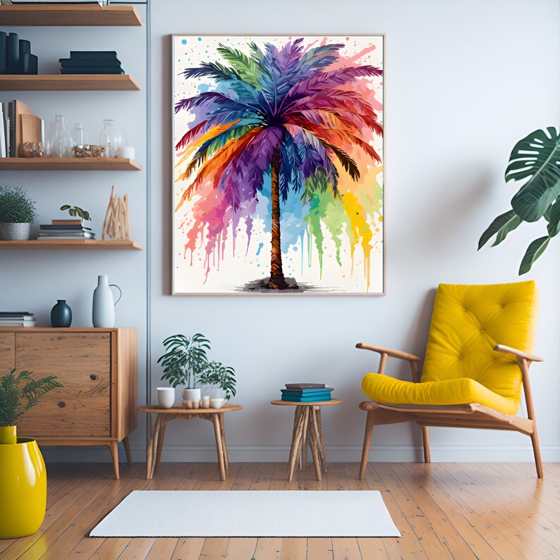 Abstract Colorful Palm Tree Painting, Colorful Palm Tree Download Wall ...