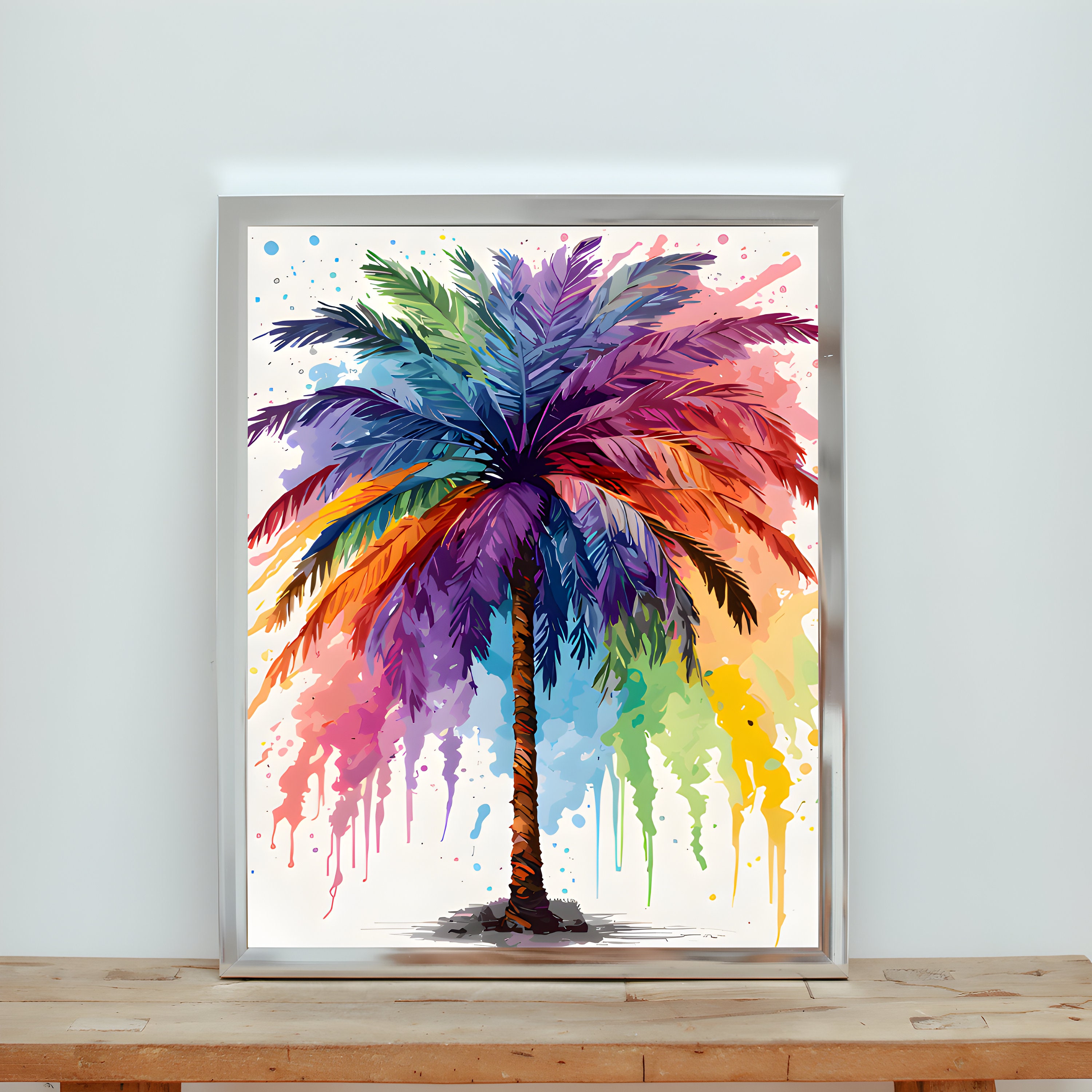 Abstract Colorful Palm Tree Painting, Colorful Palm Tree Download Wall ...