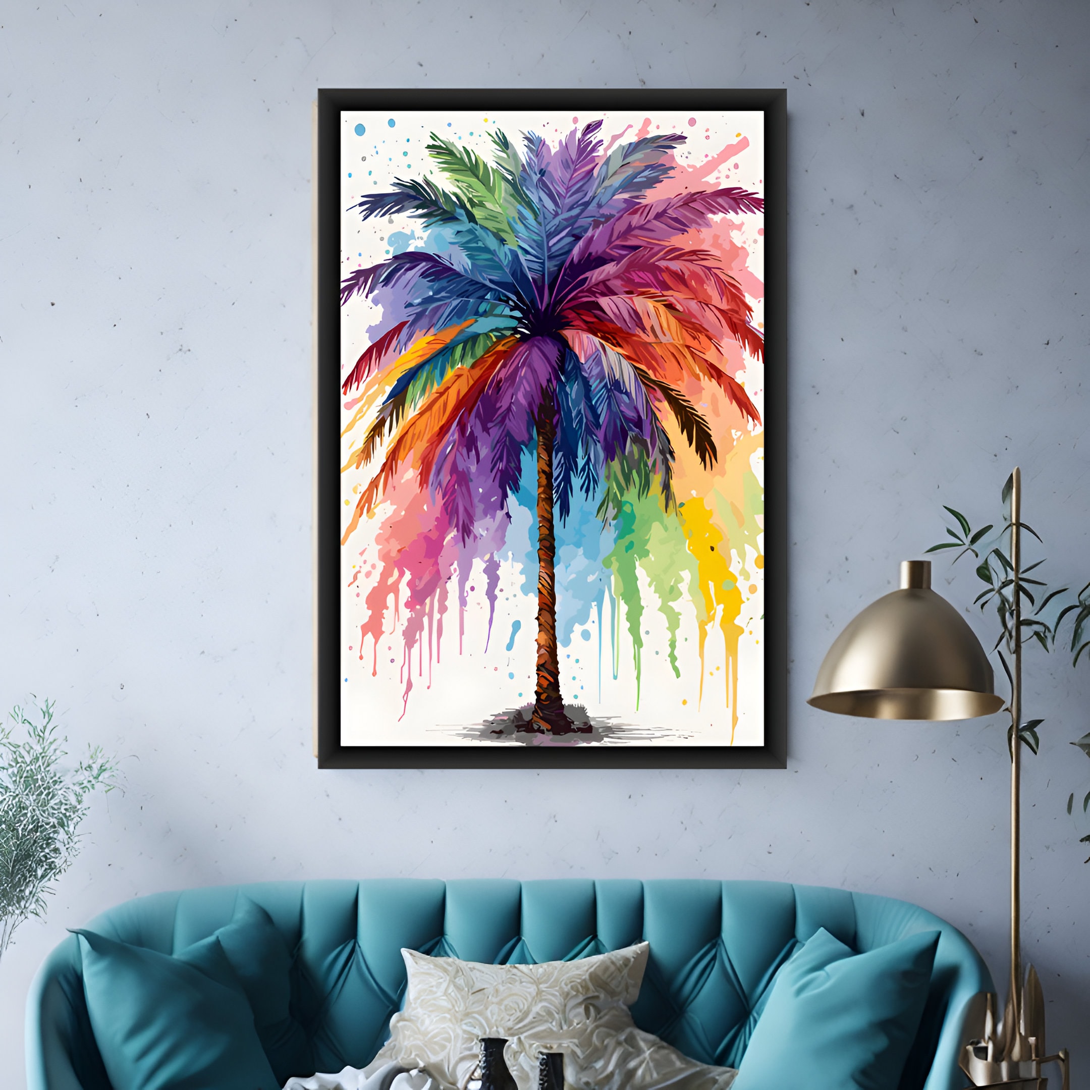 Abstract Colorful Palm Tree Painting, Colorful Palm Tree Download Wall ...