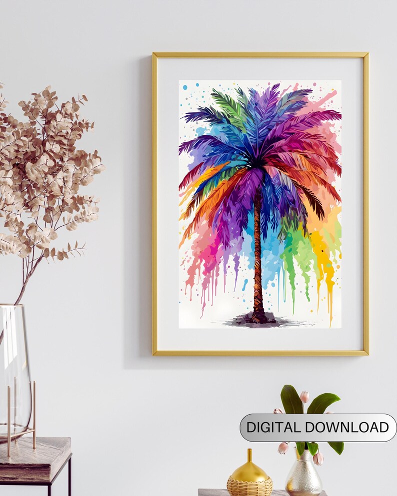 Abstract Colorful Palm Tree Painting, Colorful Palm Tree Download Wall ...