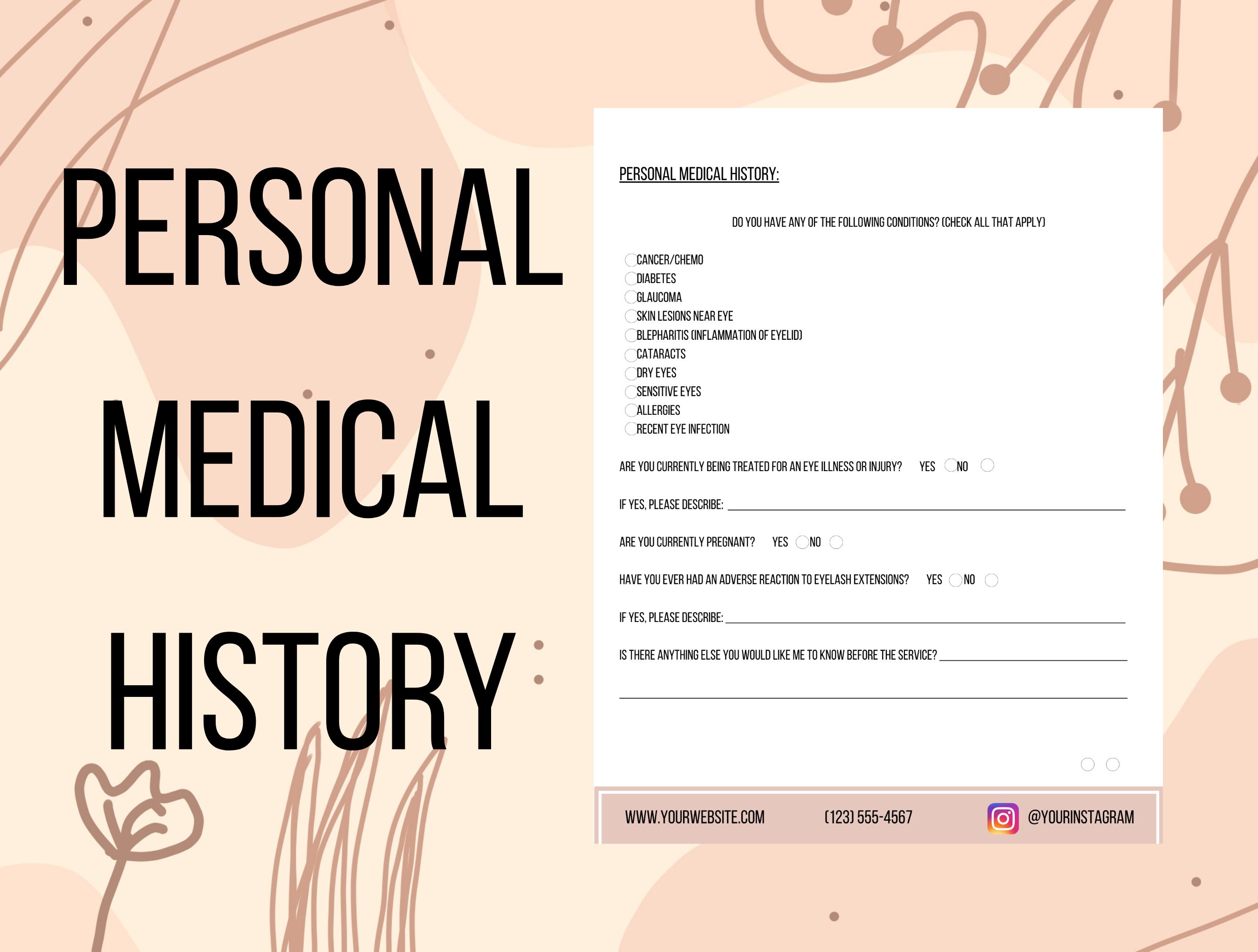 Eyelash Extension Client Form | Eyelash Extension Consent Form | Lash ...