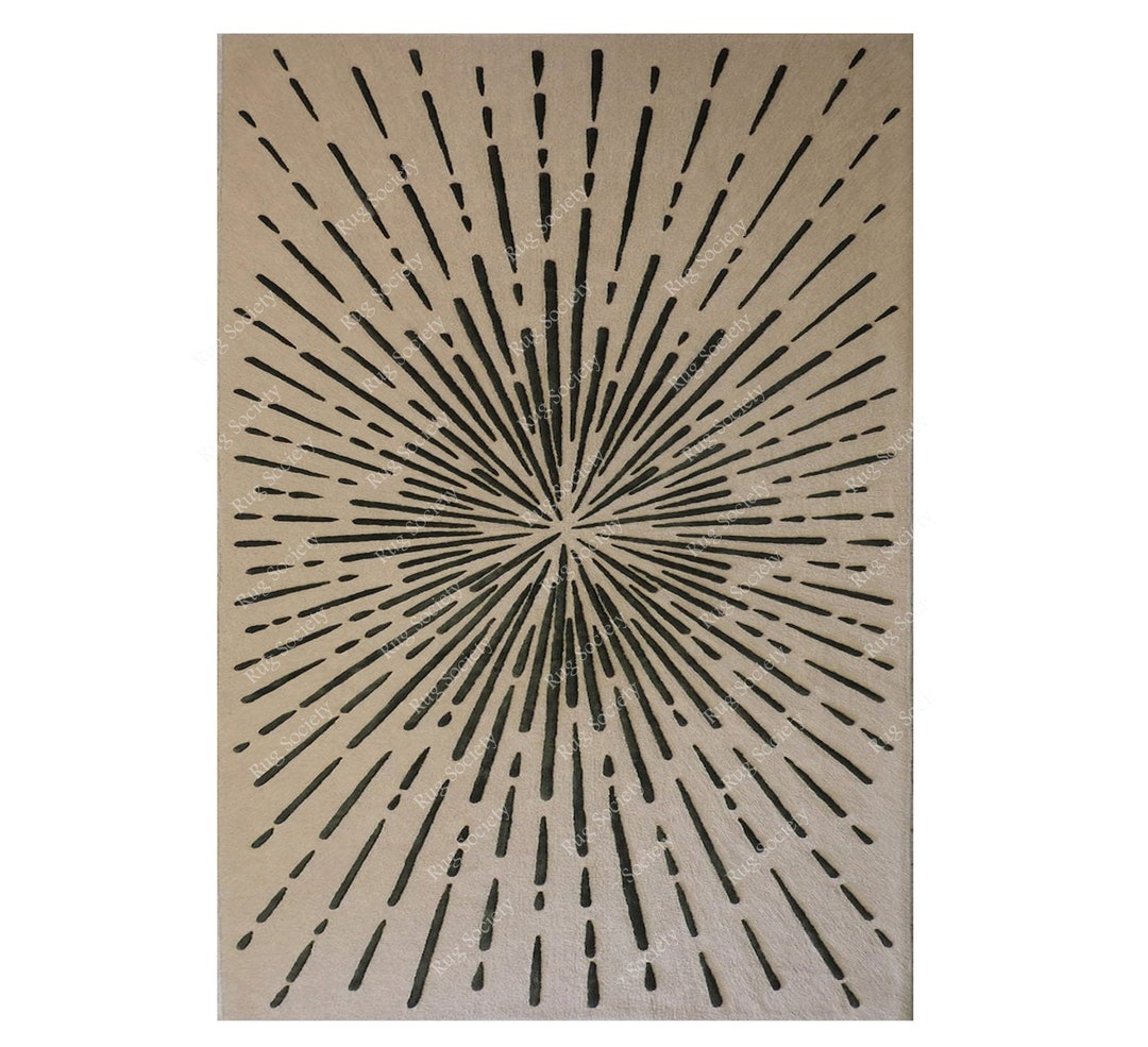Optical Illusion Black & White Irregular Shape Rug Hand Tufted Unshaped ...
